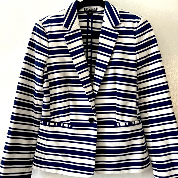 Express | Jackets & Coats | Express Blue And White Striped Blazer ...